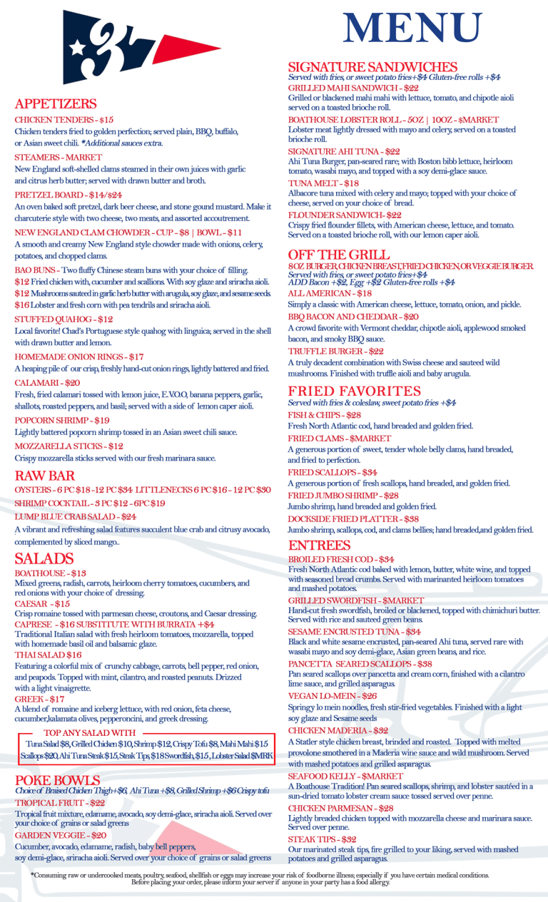Menu - Pier 37 Boathouse