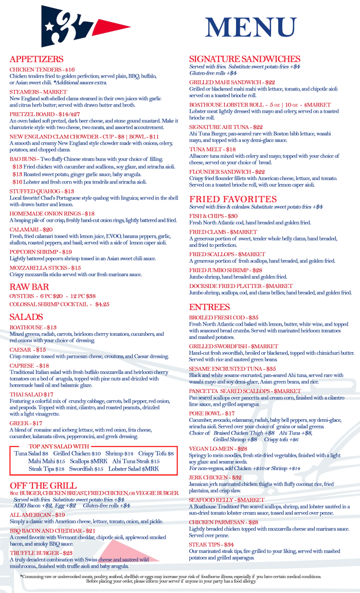 Menu - Pier 37 Boathouse